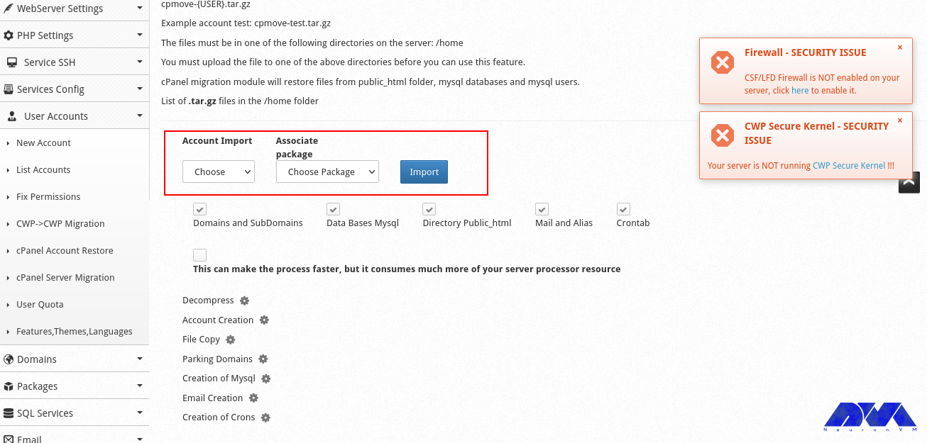 2 Ways to Migrate from cPanel to CWP - NeuronVM Blog
